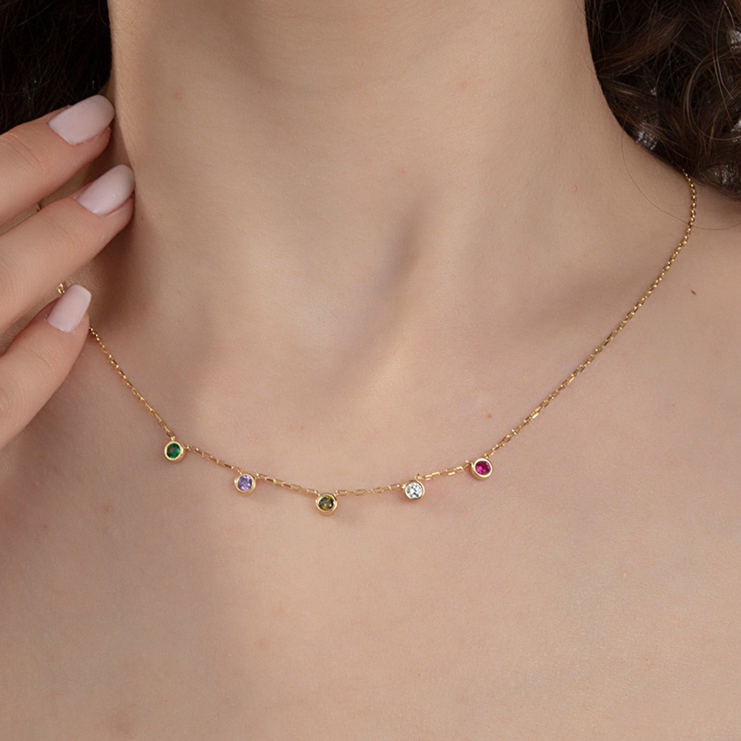 Floating Bezel Birthstone Necklace
